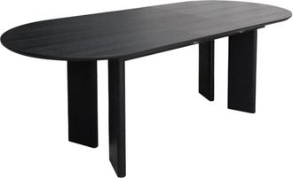 Sweeek Table à manger oblongue extensible bois dhévéa et placage chêne noir 6-8 places 170-210cm - Albane