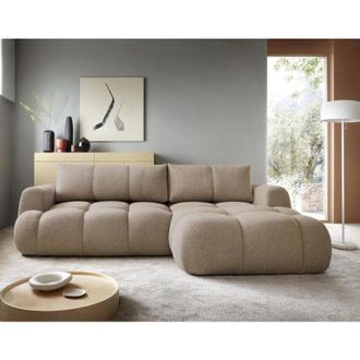 Best Mobilier Bestmobilier - Yulin - canapé dangle droit 4 places convertible avec coffre en tissu bouclette