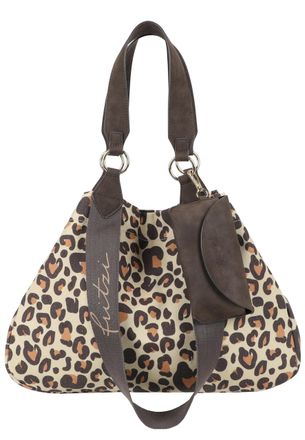 Fritzi Aus Preu&szlig;en Fritzi Izzy Medium Limited Leo Camel Shopper Damen Vegan Lederimitat Einkaufstasche Herbst Winter mit Rei&szlig;verschluss verstellbarem Gurt 42 x 36 x 15 c