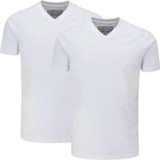 Charles Wilson Pack de 2 T-Shirts Unis &agrave; Col V (XL, White (1024))