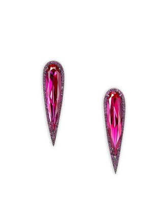 Anabela Chan boucles doreilles en or blanc 18ct pav&eacute;es de diamants - Argent