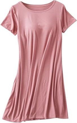 Generic Chemises De Nuit Femme avec Soutien-Gorge Int&eacute;gr&eacute; Fond De Robe Nuisette Robe De Chambre L&eacute;gers Tee Shirt Nuit Sexy Respirants Sleepwear Dint&eacute;rieur Imp