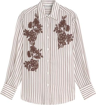 Ermanno Scervino Femme, Blouses et Chemises, Multicolore, Taille: 34 FR Chemise Ray&eacute;e Brod&eacute;e