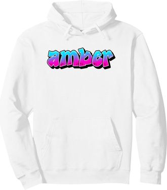 BDAZ Amber Graffiti Personalisierter Name Blau Rosa Frauen M&auml;dchen Pullover Hoodie