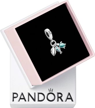 Pandora Moments Fisch, Meeresschildkröte & Muschel Dreifacher Charm-Anhänger aus Sterling-Silber, Kompatibel Moments Armbänder, 791697C01