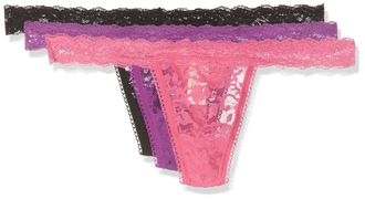Sylvie Flirty Lingerie Damen String Abby 3er Pack, Purple/Pink/Schwarz, One Size