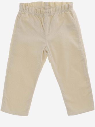 BONPOINT Girls Cotton Velvet Pants Ivory Trousers