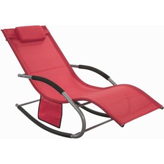 SoBuy Sobuy - Chaise Longue Transat Pliable Jardin Aluminium - Bain de Soleil Ergonomique &agrave; Bascule Relax - Fauteuil Ext&eacute;rieur Confortable Plage pour