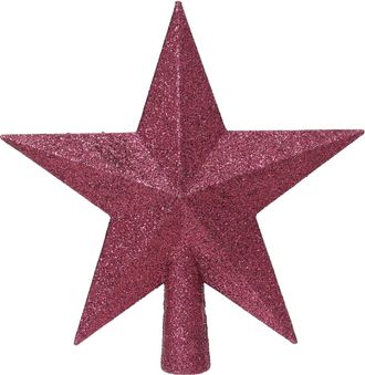 Kaemingk Christbaumspitze Kunststoff 19cm Stern mit Glitzer Weihnachtsbaumspitze - Christbaumschmuck & Weihnachtsbaumschmuck Beere - Granatapfel