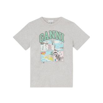 Ganni Femme, Tops, Gris, Taille: 38 FR T-shirt Basique