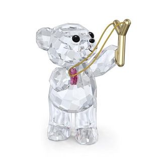 Swarovski Figurine Ourson Kris &laquo; Un Message dAmour &raquo;, repr&eacute;sentant Un Ourson avec Un coeur Rose et Un Lance-Pierre en m&eacute;tal de Ton Or, d&eacute;coration orn&eacute;e de 425 f