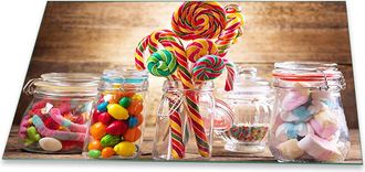 Decorwelt | Herdabdeckplatten 90x52 cm 1-Teilig S&uuml;&szlig;igkeiten Bunt Ceranfeldabdeckung Universal Spritzschutz Glas Elektroherd Induktion f&uuml;r Kochplatten Herdschutz