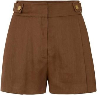 Elisabetta Franchi Femme, Shorts, Brun, Taille: 42 FR Shorts en m&eacute;lange de lin avec brides