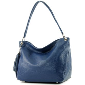 modamoda.de T154 - ital Schultertasche Umh&auml;ngetasche aus Leder, Farbe:Dunkelblau2021