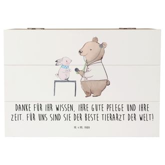 Mr. & Mrs. Panda 22 x 15 cm Holzkiste Bester Tierarzt - Geschenk, Hingabe, Aufbewahrungsbox, Erinnerungsbox, Dankesch&ouml;n, Dankesch&ouml;n Tierarzt