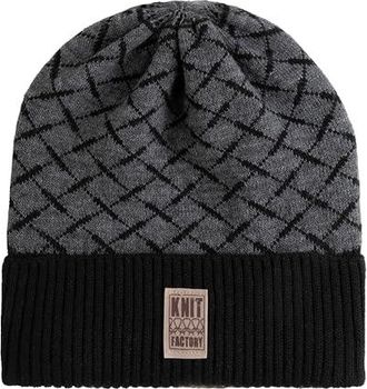 Knit Factory Bonnet Dusk - Bonnet Femme et Homme - Beanie Hiver - Bonnet Chaud - Bonnet tricot&eacute; - Noir/Anthracite - One Size - 30% Laine, 70% Acrylique