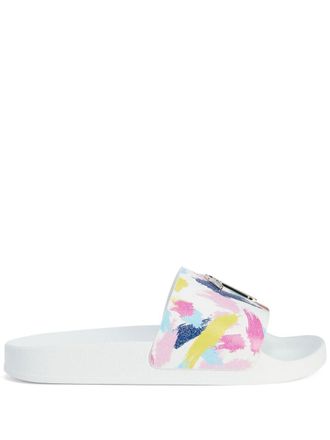 Giuseppe Zanotti Brett Pantoletten - Wei&szlig;