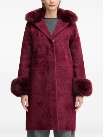 Joseph Ribkoff Mantel mit Faux-Fur-Besatz - Rot