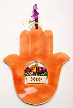 Jerusalem Sandals Home Segen Hamsa Hand Keramik Hand Made Art Design