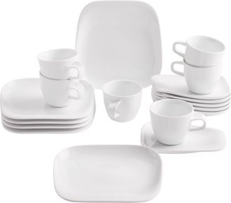 Kahla 150407A90015C Elixyr Kaffeeservice 18tlg. | eckiges Geschirrset für 6 Personen aus Porzellan