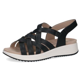 Caprice Damen Sandalen flach aus Leder Bequem, Blau (Ocean Nappa), 38 EU
