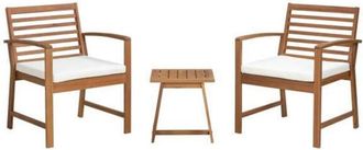 Les Tendances Salon de jardin en bois dAcacia FSC avec coussins - 2 personnes - Cali - Ecru