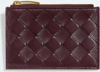 Bottega Veneta &Eacute;tui pour cartes zipp&eacute; Intrecciato - Bordeaux - Femme - Unisex