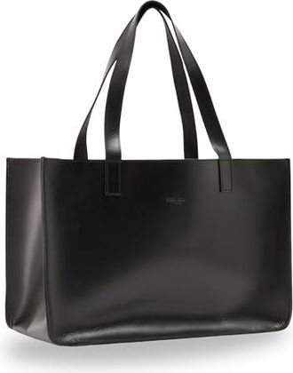 Gusti Cuir Sac cabas - Agatha Noir en Cuir de Buffle, Sac Universitaire et de Bureau, Format A4, Compartiment Spacieux, Ouverture Extra Large