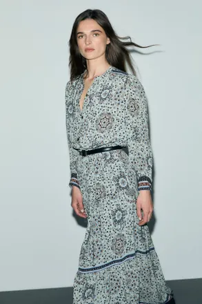 Gerard Darel Robe longue &eacute;lastiqu&eacute;e imprim&eacute;e - CYRIL - Bleu ciel