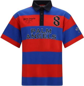 Palm Angels Mehrfarbiges Baumwoll-Polohemd - - Tops - Herren - Rot - S