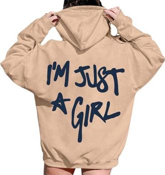 Generic Sweat &agrave; capuche surdimensionn&eacute; pour femme | Pull &agrave; capuche surdimensionn&eacute; avec lettres imprim&eacute;es | Pull tendance pour lautomne et lhiver, kaki, 3XL