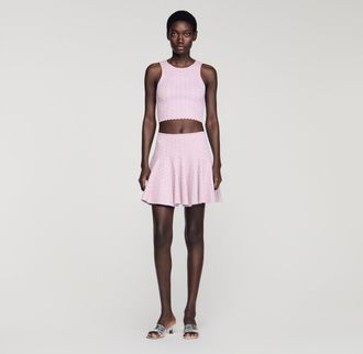 Sandro Kurzer Strickrock mit Strassbesatz