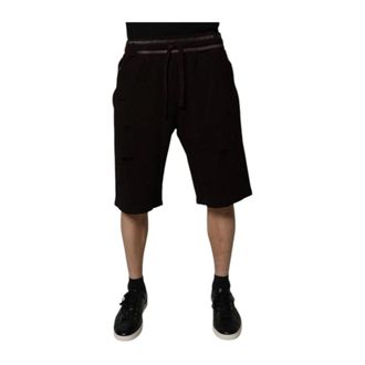 Dolce & Gabbana Homme, Shorts, Brun, Taille: 3XL Short Bermuda Molleton Plaque Logo
