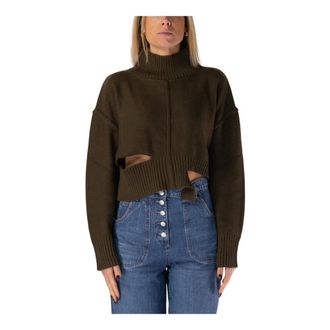 Maison Margiela Femme, Pulls, Brun, Taille: 40 FR Pull Court Effet Vieilli