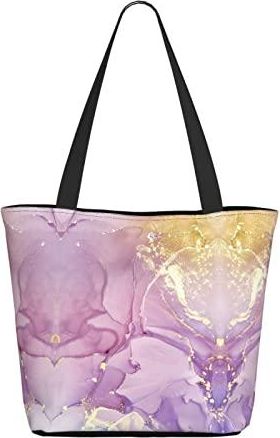 AOOEDM Sac &agrave; provisions pour femme marbr&eacute;e violet et or 33 x 27,9 x 17,8 cm. Le cadeau parfait pour la Saint-Valentin. Cest de la Saint-Valentin pour maman, 