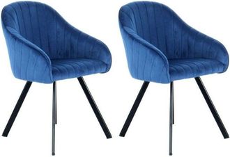 Paris Prix Lot de 2 Chaises en Velours Jodie 86cm Bleu