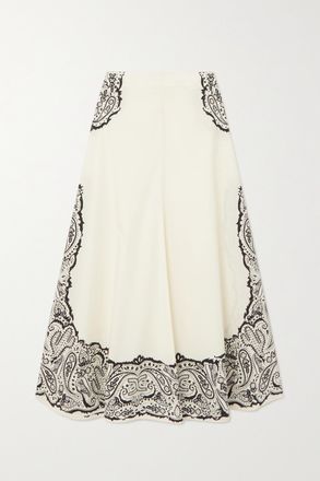 Chlo&eacute; Jupe Longue En Popeline De Coton Imprim&eacute;e - Cr&egrave;me