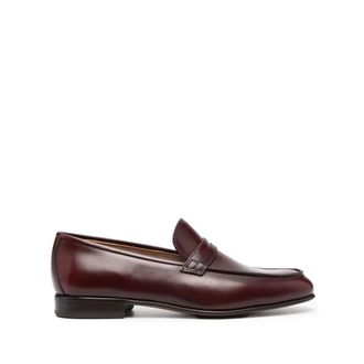 Ferragamo Homme, Chaussures, Rouge, Taille: 45 EU Mocassins en Cuir Faciles à Enfiler