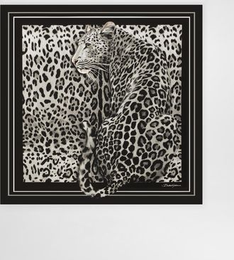 Dolce & Gabbana Tuch Aus Seidentwill Leoprint 70 X 70 - Frau Schals Und Tücher Drucken Onesize
