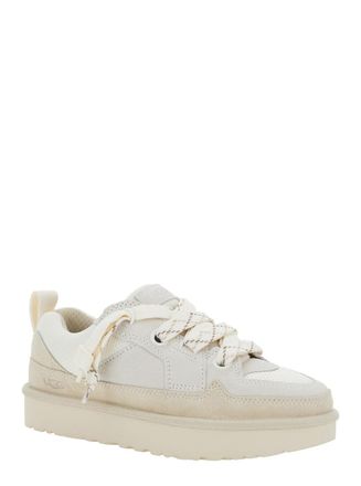 UGG Womens Sneakers Lo Lowmel White Suede Leather Textile Trainers
