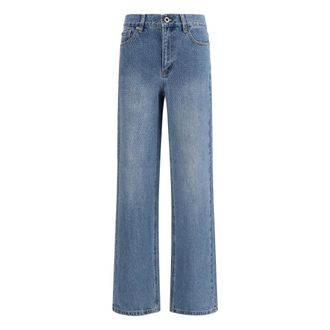 Self Portrait Jean Droit Orn&eacute; de Strass - Femme - Jeans - Bleu - Taille: W27