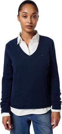 Tommy Hilfiger Damen Pullover Soft Wool mit V-Ausschnitt, Blau (Dark Night Navy), XXL