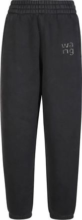 Alexander Wang Femme, Pantalons, Noir, Taille: 36 FR Crystal Hotfix Logo Sweatpant