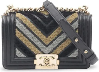 Chanel petit sac à bandoulière Chevron Boy Flap (2019) - Noir