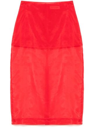 Frankie Shop jupe mi-longue Peri &agrave; effet de transparence - Rouge