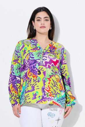 Angel Of Style Satinbluse Bluse A-Linie Korallen-Druck