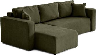 Best Mobilier Bestmobilier - Topaze - canapé dangle réversible - 4 places - convertible avec coffre - en velours côtelé plat