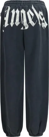 Palm Angels Mens Sweatpants With Drawstring And Logo Black-Off White Cotton Pant Trousers