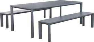 Sweeek Gartentisch aus Aluminium und 2 B&auml;nke, 8 Pl&auml;tze