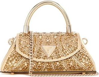 Guess Beauvoir Top Handle Flap Bag Gold